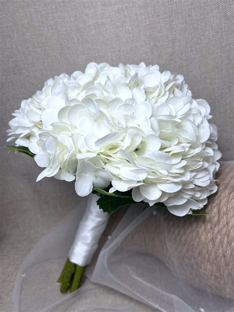 Real Touch White Hydrangea Bouquet Bridal Bridesmaid Flowers Etsy