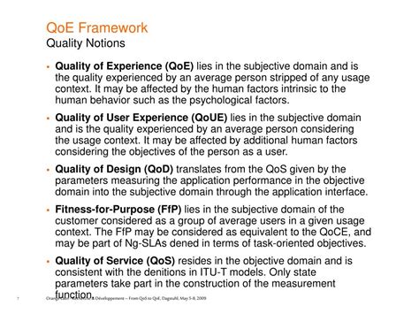 Ppt Towards A Qoe Framework From Quality Of Service To Quality Of Experience Dagstuhl May 5
