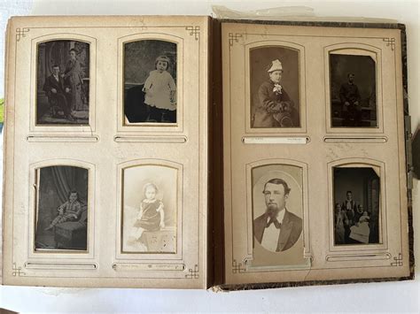 Antique Victorian 1800s Photo Album Cabinet Cards Tin Type Photographs