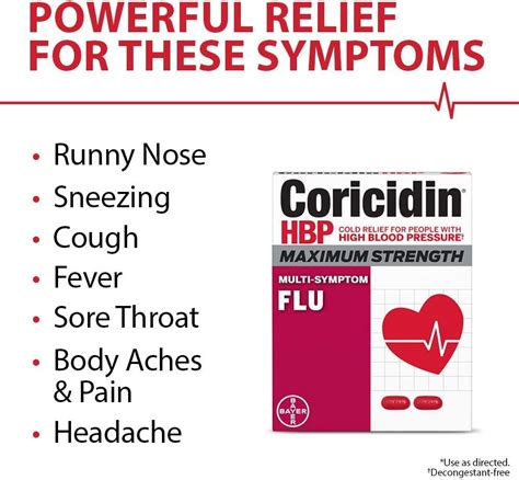 Coricidin Hbp Decongestant Free Maximum Strength Multi Symptom Flu