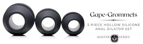 Master Series Tapered 3 Piece Gape Grommets Hollow Premium Silicone Anal Dilator Set