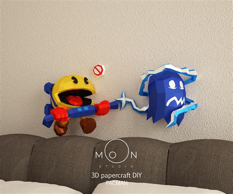 Pacman Diy Papercraft Pdf Svg Dxf Low Poly Cricut Maker Cameo