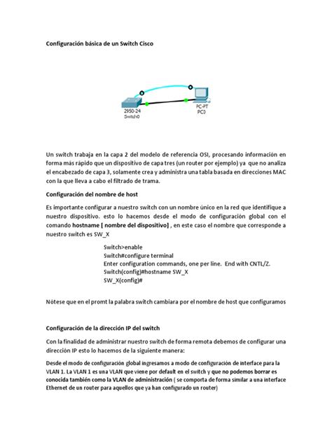 Configuración Básica De Un Switch Cisco Pdf Conmutador De Red Dirección Ip