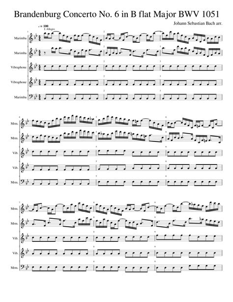 Brandenburg Concerto No 6 In B Flat Major Bwv 1051 Sheet Music For