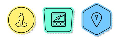 Set Line Location With Person Gps Device Map And Unknown Route Point Colored Shapes Stock