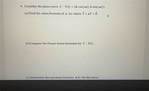 solved 4 consider the plane curve