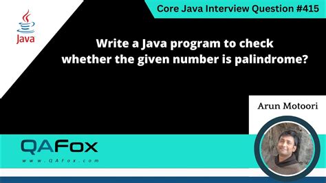 Java Program To Check Whether The Given Number Is Palindrome Core Java