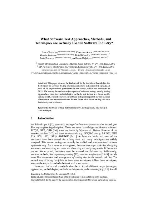 Pdf What Software Test Approaches Methods And Techniques Are