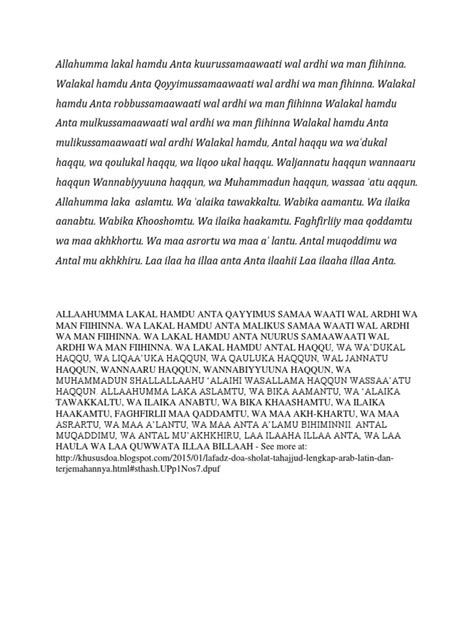 Allahumma Lakal Hamdu Anta Kuurussamaawaati Wal Ardhi Wa Man Fiihinna Pdf