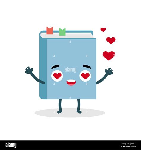 Happy Love Book Emoji Character Flat Vector Illustration For Web And