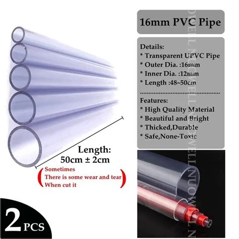 길이 50cm Od 16 ~ 280mm 투명 Upvc 파이프 수족관 물고기 탱크 보이는 Pvc 물 파이프 화학 액체 튜브 부식 방지