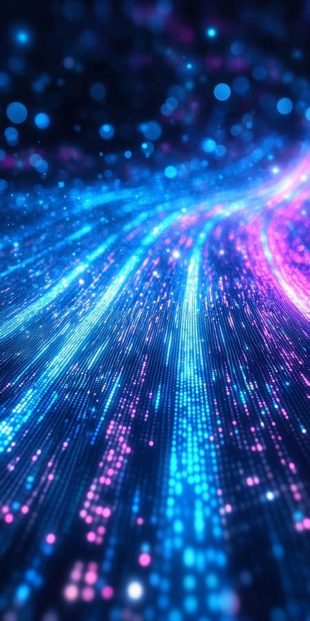 Radiant Background With Streaming Data Lines In Vibrant Blue And Pink Color Themes Stock