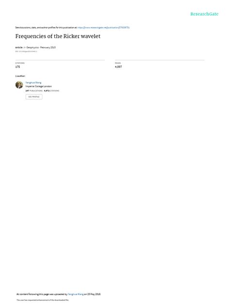 2015 Frequenciesoftherickerwavelet Geophys Pdf Wavelet Spectral Density