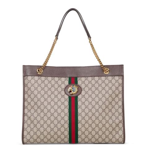 Gucci Rajah Tiger Large Tote Lion Beige Logo Gg Bag Italy Brown Handbag