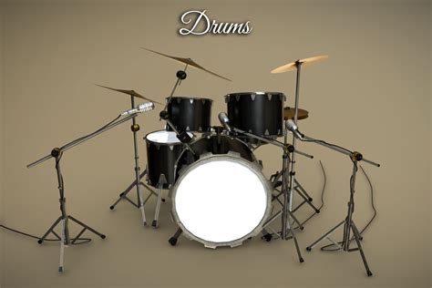 drums set 3d 家具 unity asset store