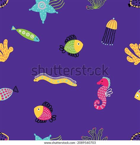 Sea Vector Seamless Pattern Be Used Stock Vector Royalty Free 2089560703 Shutterstock