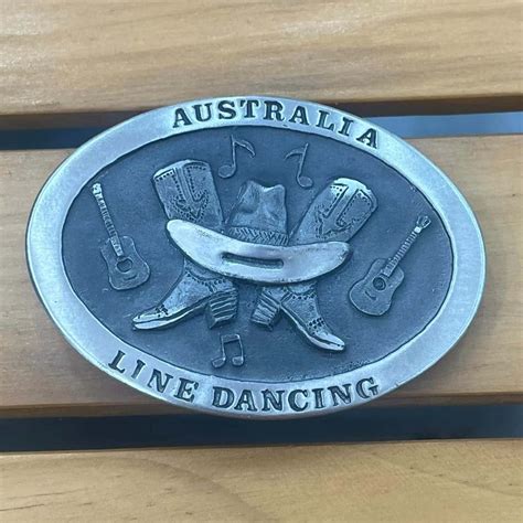 Unisex Pewter Australia Line Dancing Belt Buckles Used Very Good