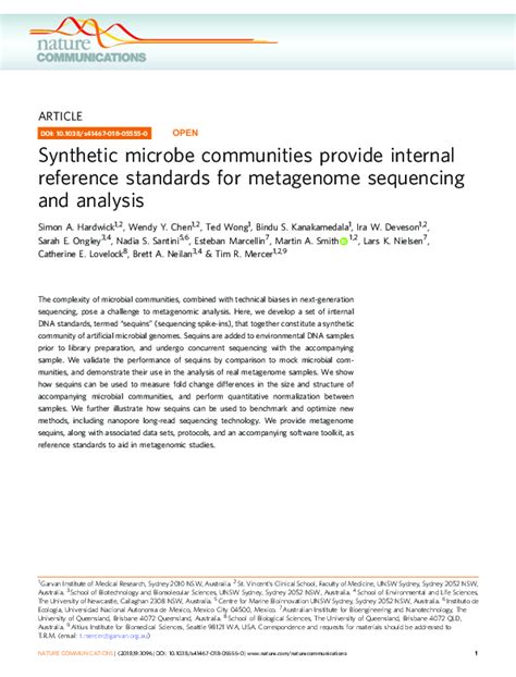 Pdf Synthetic Microbe Communities Provide Internal Reference