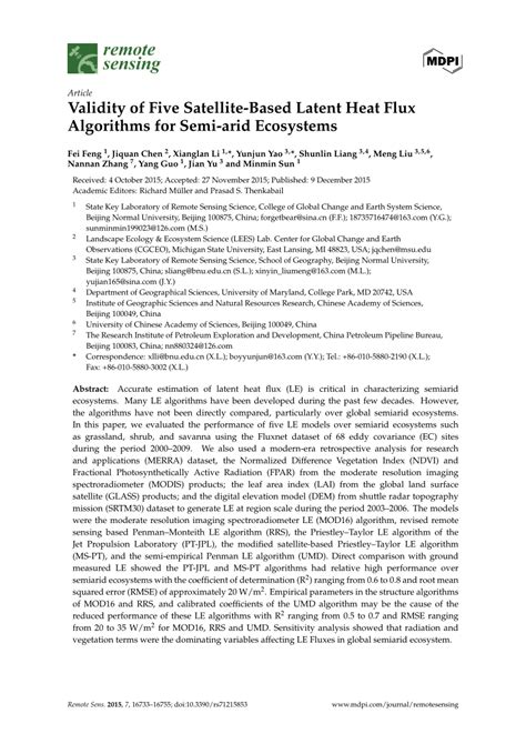 pdf validity of five satellite based latent heat flux algorithms for