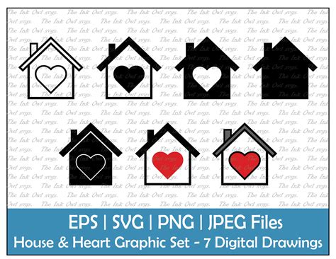 Herz Und Haus Clipart Set Outline Silhouette Stempel Und Etsy Schweiz