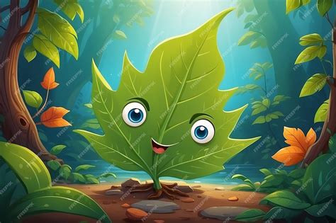Cute Leaf Cartoon Illustrationcute Leaf Cartoon Illustration Premium