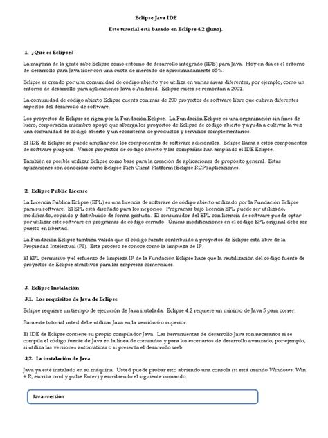 Manual De Eclipse Java Id1 Pdf Eclipse Software Java Lenguaje De Programación