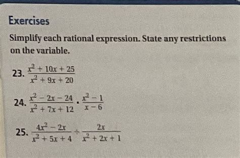 solved exercisessimplify each rational expression state any
