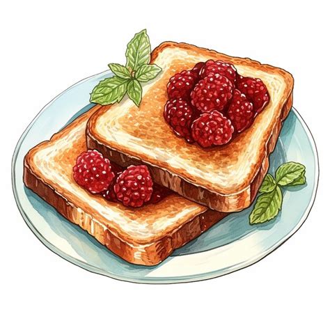 Premium Photo Toast Bread With Raspberry Jam On Plate Isolated On White Background