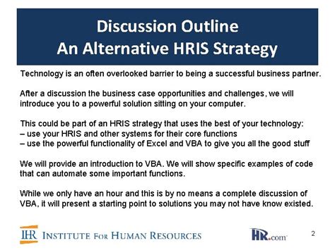 An Alternative Hris Strategy Using Excel And Vba An Alternative Hris Strategy Using Excel And Vba