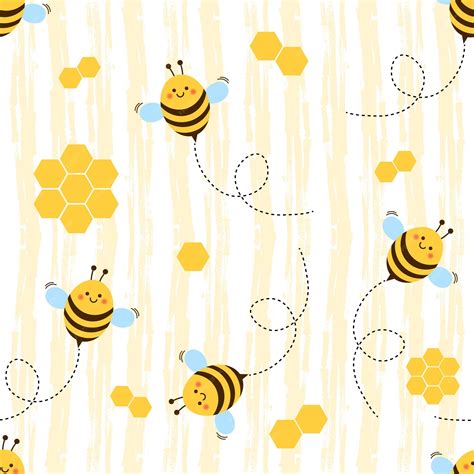 Premium Vector Seamless Of Daisy Flower Cartoon Bees And Green Leaf
