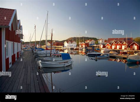 Boats And Boot Houses In Bleket Port Tjoern Island Province Of Bohuslaen West Coast Sweden