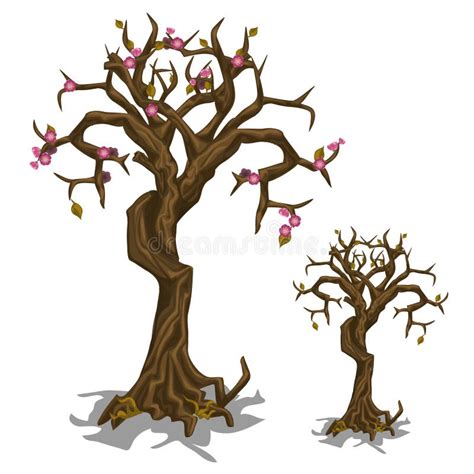 Dode Boom Met Weinig Bloemen Symbool Van Wedergeboorte Vector