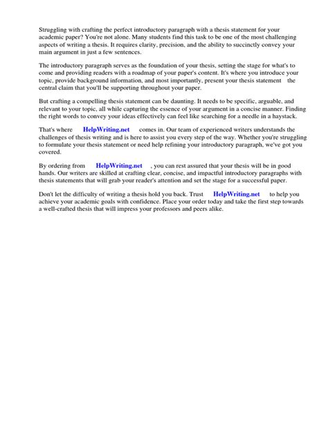 Examples Of Introductory Paragraph With Thesis Statement Pdf