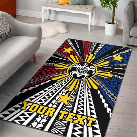 Philippines Custom Personalized Area Rug Philippines Turtle Flag