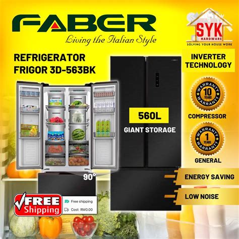 Syk Free Shipping Faber Refrigerator Dual Inverter 560l 3 Door Frigor
