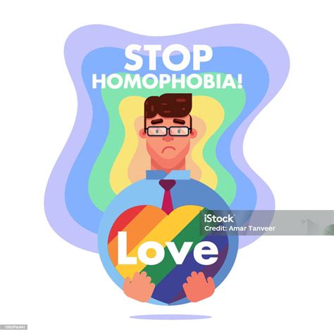 Stop Homophobia Love Lgbt Pride Sad Gay Man Protest Rainbow Background