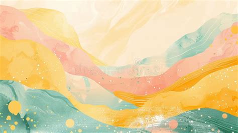 Colorful Abstract Waves Flowing In Soft Pastel Shades Creating A Serene Atmosphere Stock