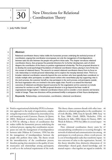 30 New Directions For Relational Coordination Theory