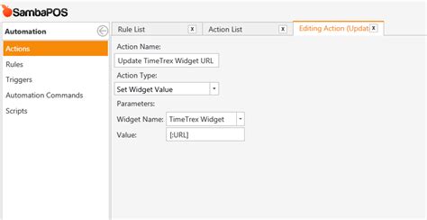 html widget url setting url value with set widget value action v4