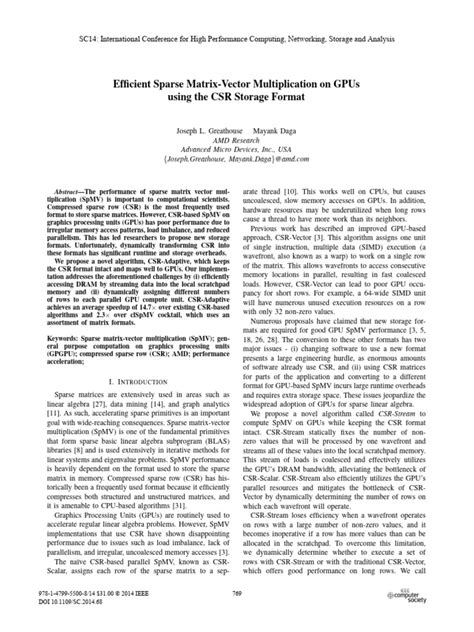 Efficient Sparse Matrix Vector Multiplication On Gpus Using The Csr