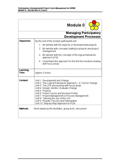 Module 0 Managing Participatory Development Processes Pdf Project