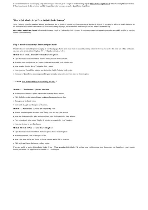 ppt easy steps to resolve quickbooks script error 0 powerpoint