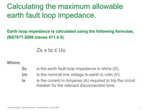 Calculating Earth Fault Loop Impedance Ppt