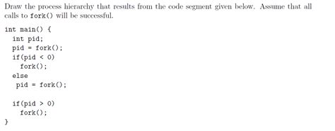 Solved Draw The Process Hierarchy That Results From The Code Chegg