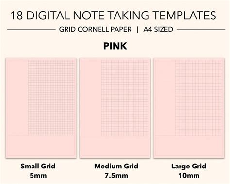 Free Digital Note Taking Templates Grid Cornell Paper Grey Digital Note Taking Template