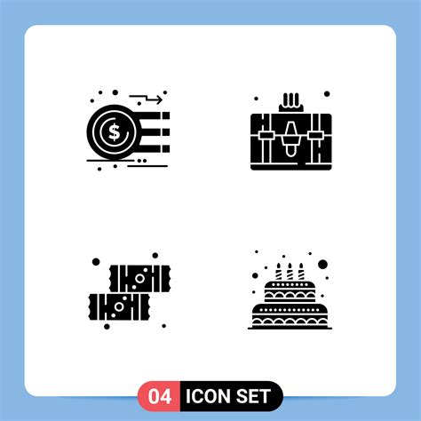 Modern Set Of 4 Solid Glyphs Pictograph Of Analysis Chocolate Graph Bag Food Editable Vector