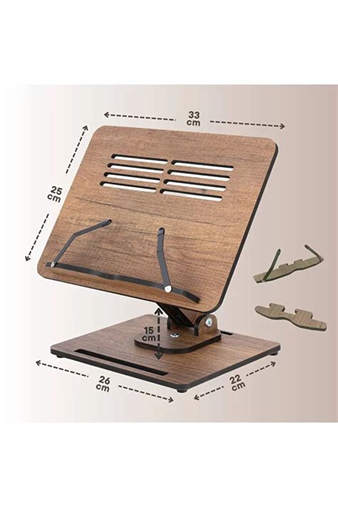 Vigo Wood Kitap Okuma Standı Yükseklik Ayarlanabilir Katlanabilir 360º