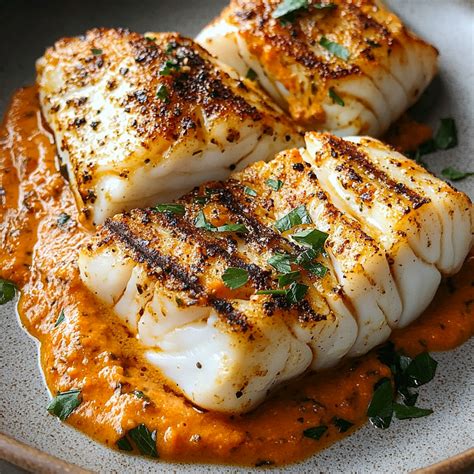 Grilled Cod With Romesco Sauce Light And Delicious Easyyums