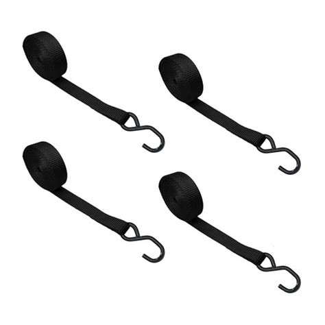 Set Of 4 1m X 800kg Webbing Straps With S Hook In Black Load Straps