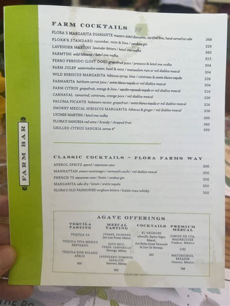 Menu At Flora Farms Pub And Bar San José Del Cabo Carretera